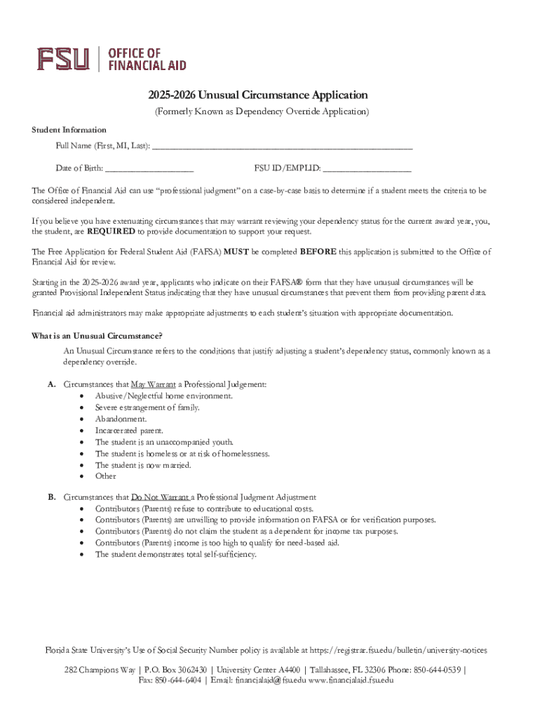 Fillable Online Unusual Circumstance Application Fax Email Print - pdfFiller