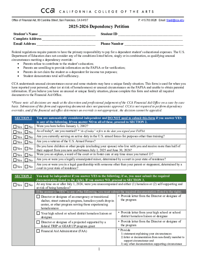 Fillable Online 2025-2026 Dependency Petition Fax Email Print - pdfFiller