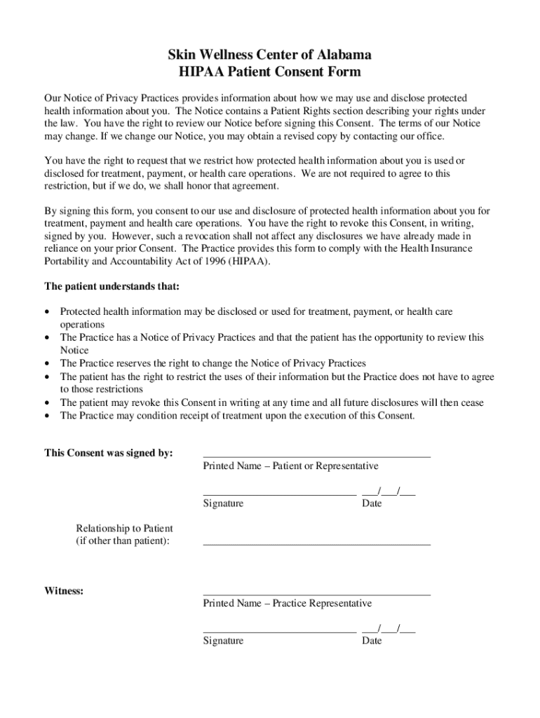 Fillable Online Hipaa Patient Consent Form Fax Email Print - pdfFiller