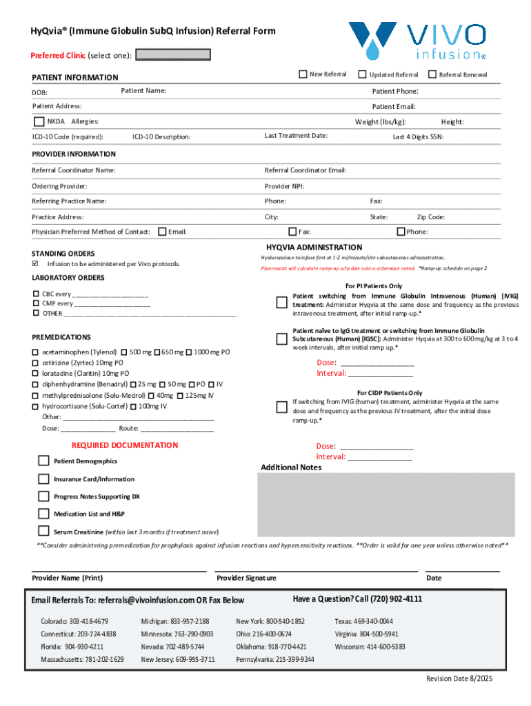Fillable Online Hyqvia® (immune Globulin Subq Infusion) Referral Form ...