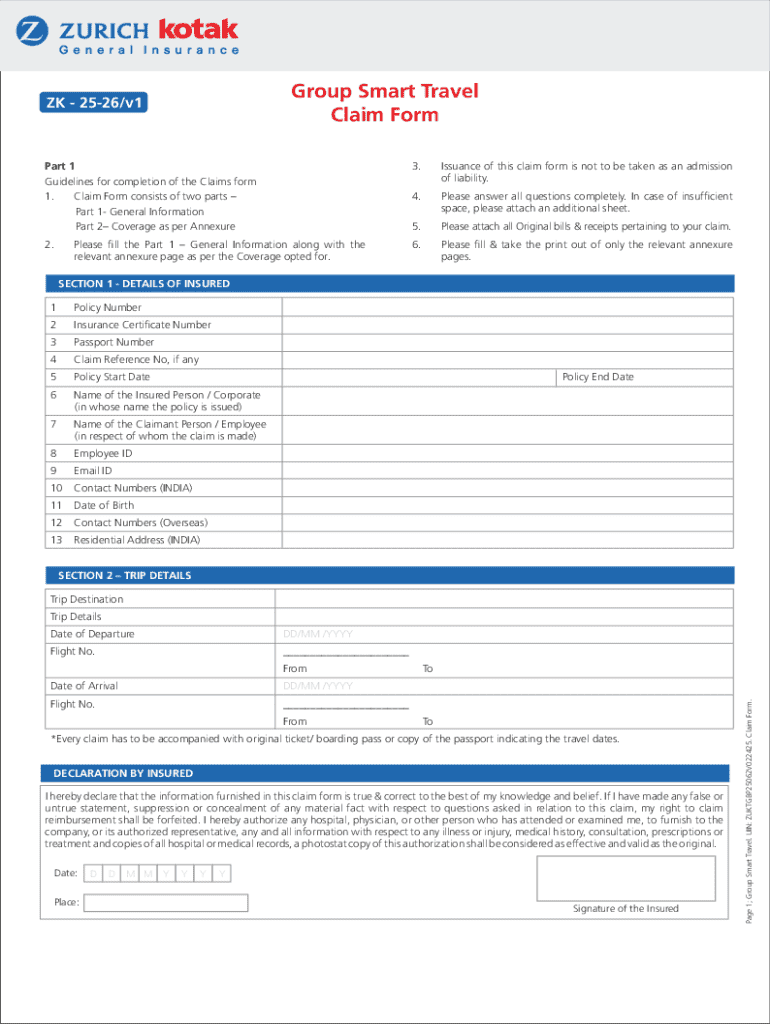 Fillable Online Group Smart Travel Claim Form Fax Email Print - pdfFiller