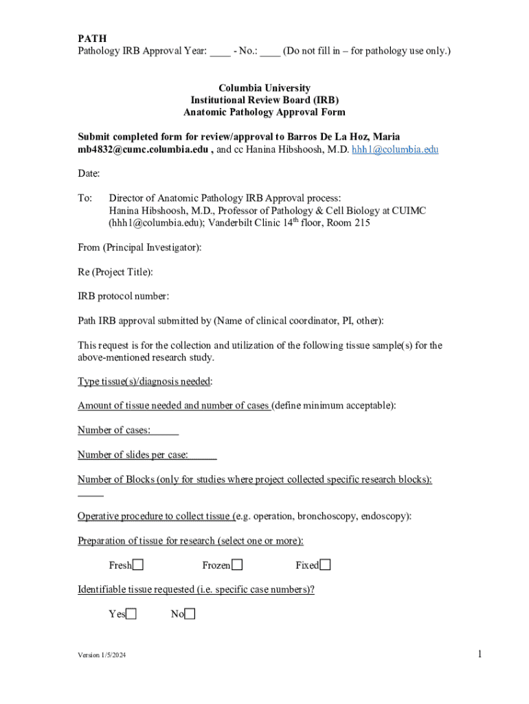 Fillable Online Columbia University Institutional Review Board (irb ...