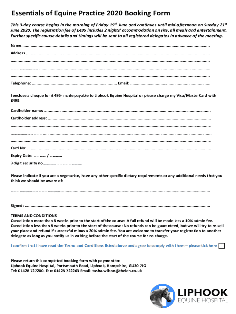 Fillable Online Essentials of Equine Practice 2020 Booking Fax Email Print - pdfFiller