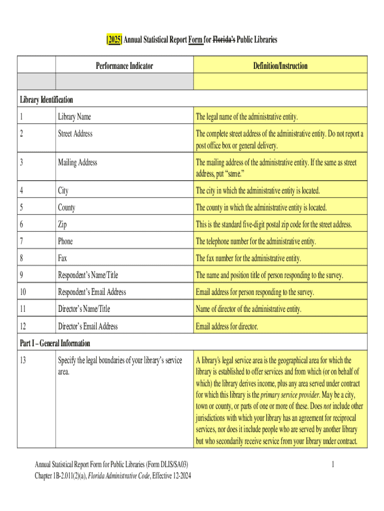Fillable Online Annual Statistical Report Form for Florida's Public ...