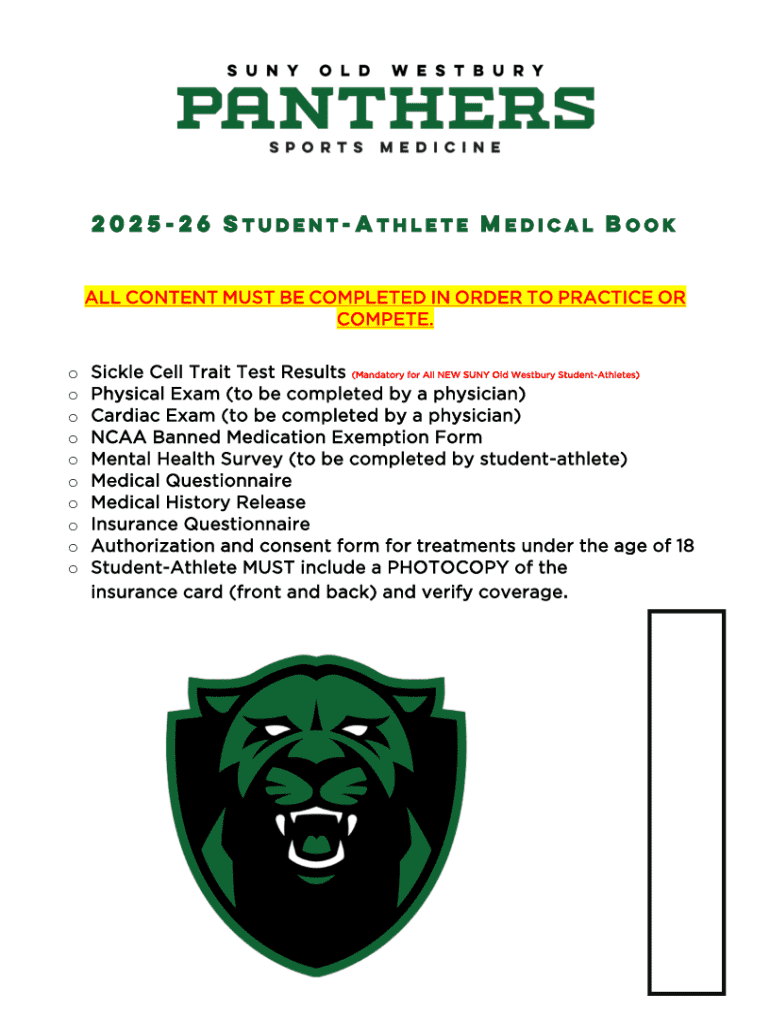 Fillable Online Student-athlete Medical Book Fax Email Print - pdfFiller