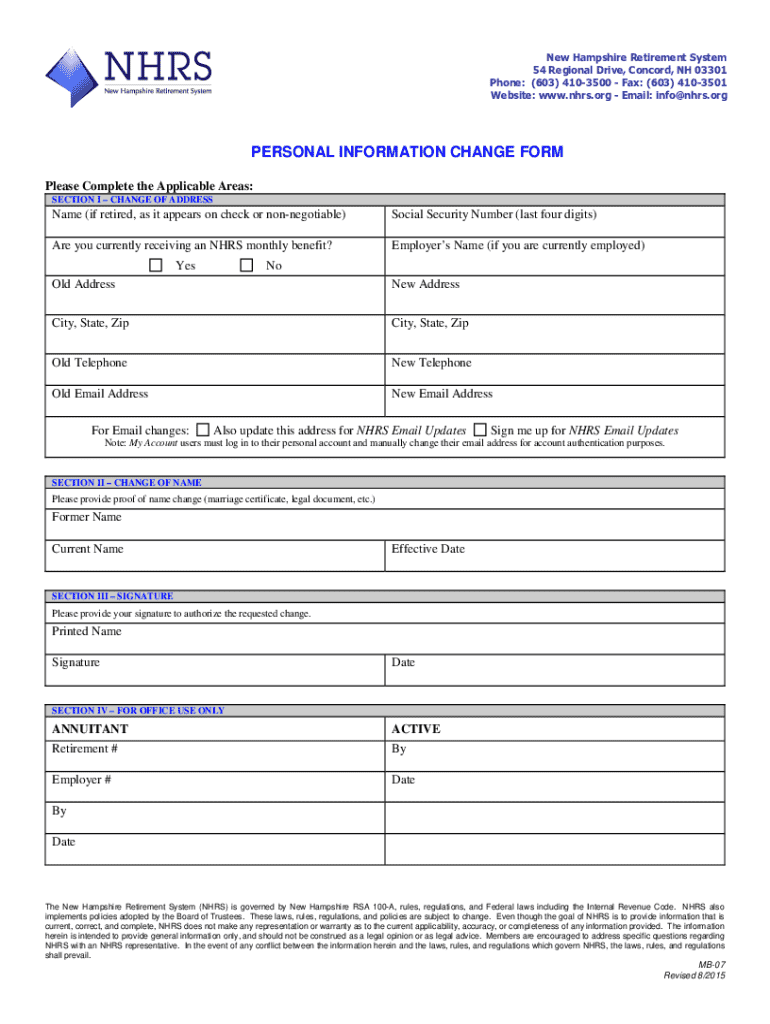 Fillable Online Name and Address Change Form Fax Email Print - pdfFiller