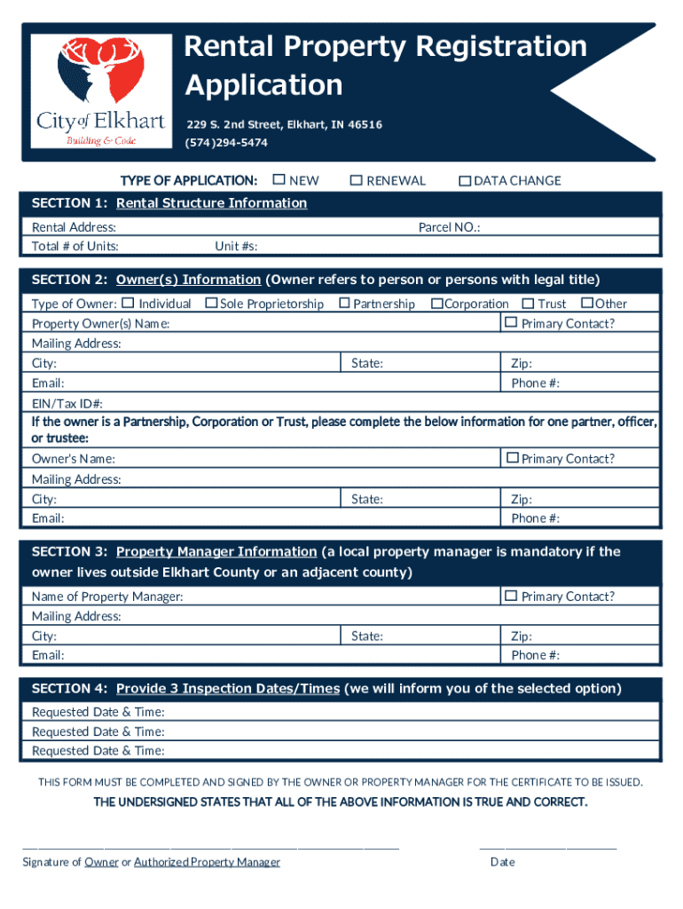 Fillable Online Rental Property Registration Application Fax Email ...
