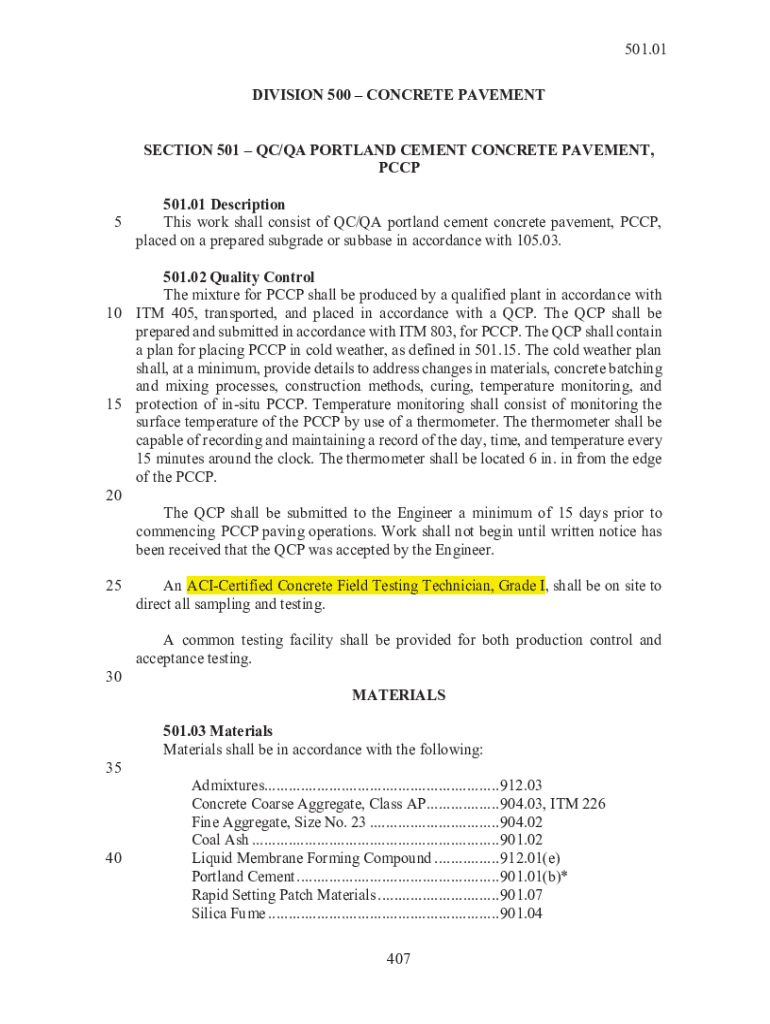 Fillable Online 2026 Standard Specifications/DIVISION 500 - CONCRETE ...