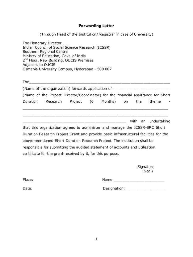 Fillable Online Forwarding Letter for Financial Assistance Fax Email ...