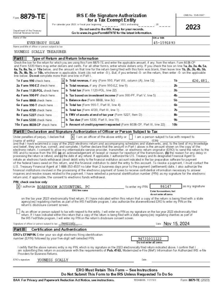 Form 8879 Te - Fill Online, Printable, Fillable, Blank | pdfFiller