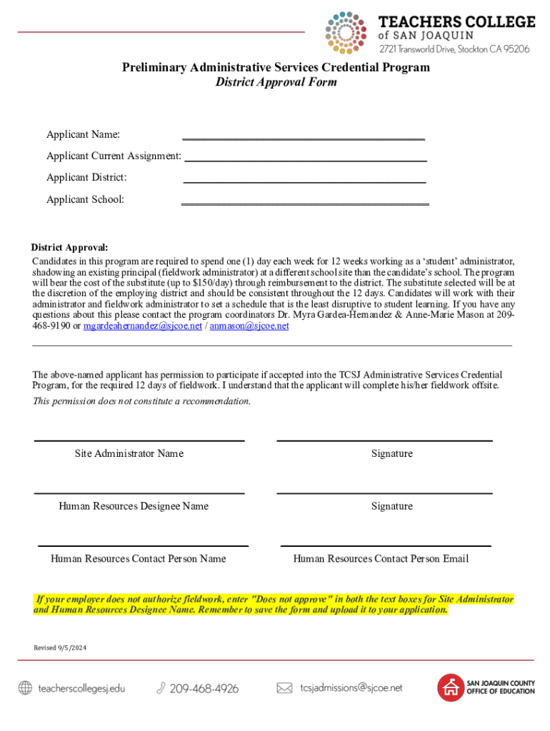 Fillable Online District Approval Form Fax Email Print - pdfFiller
