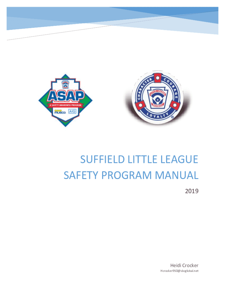 Fillable Online Suffield Little League Safety Program Manual 2019 Fax ...