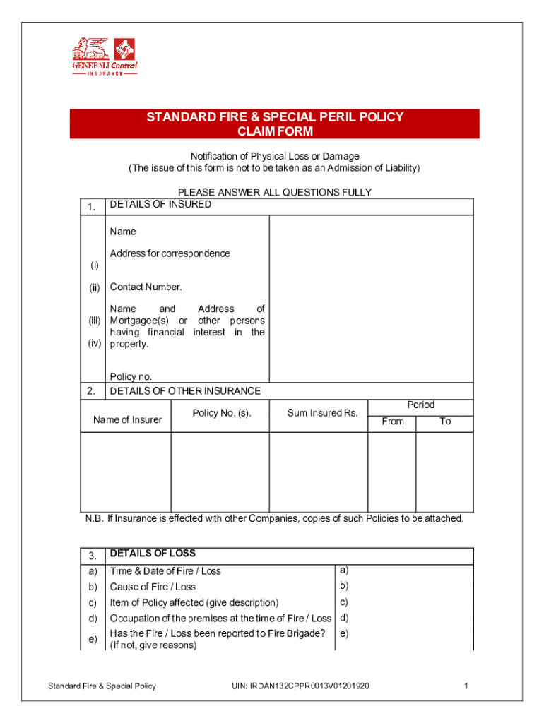 Fillable Online Notification of Physical Loss or Damage Fax Email Print - pdfFiller