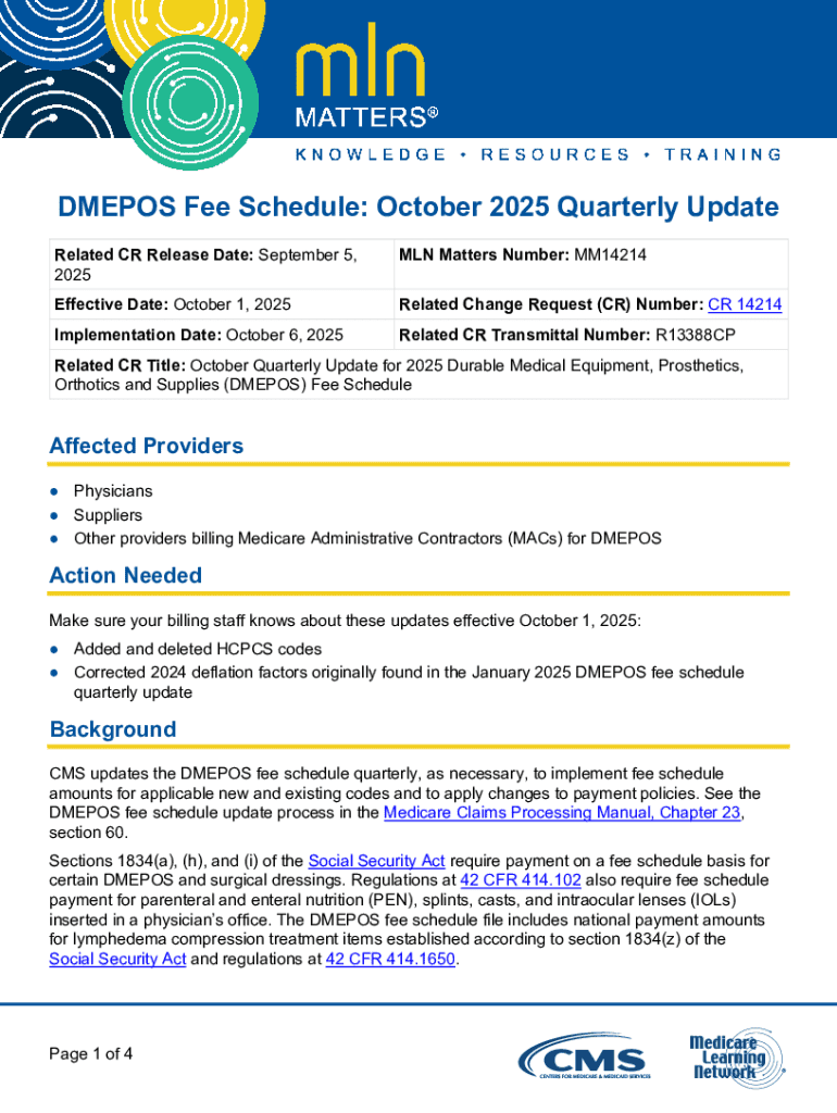 Fillable Online Dmepos Fee Schedule Update Fax Email Print - pdfFiller