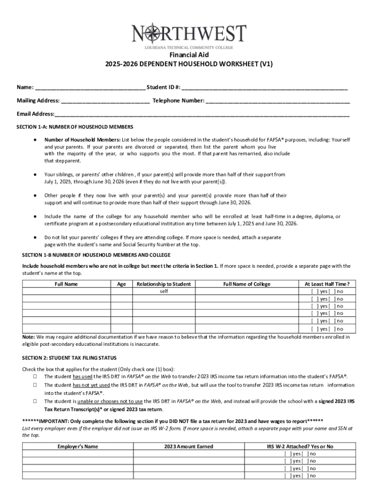 Fillable Online Financial Aid Worksheet Fax Email Print - pdfFiller