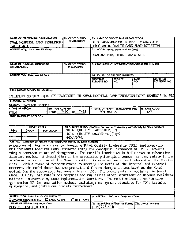 Fillable Online Implementing Total Quality Leadership Within Naval ...