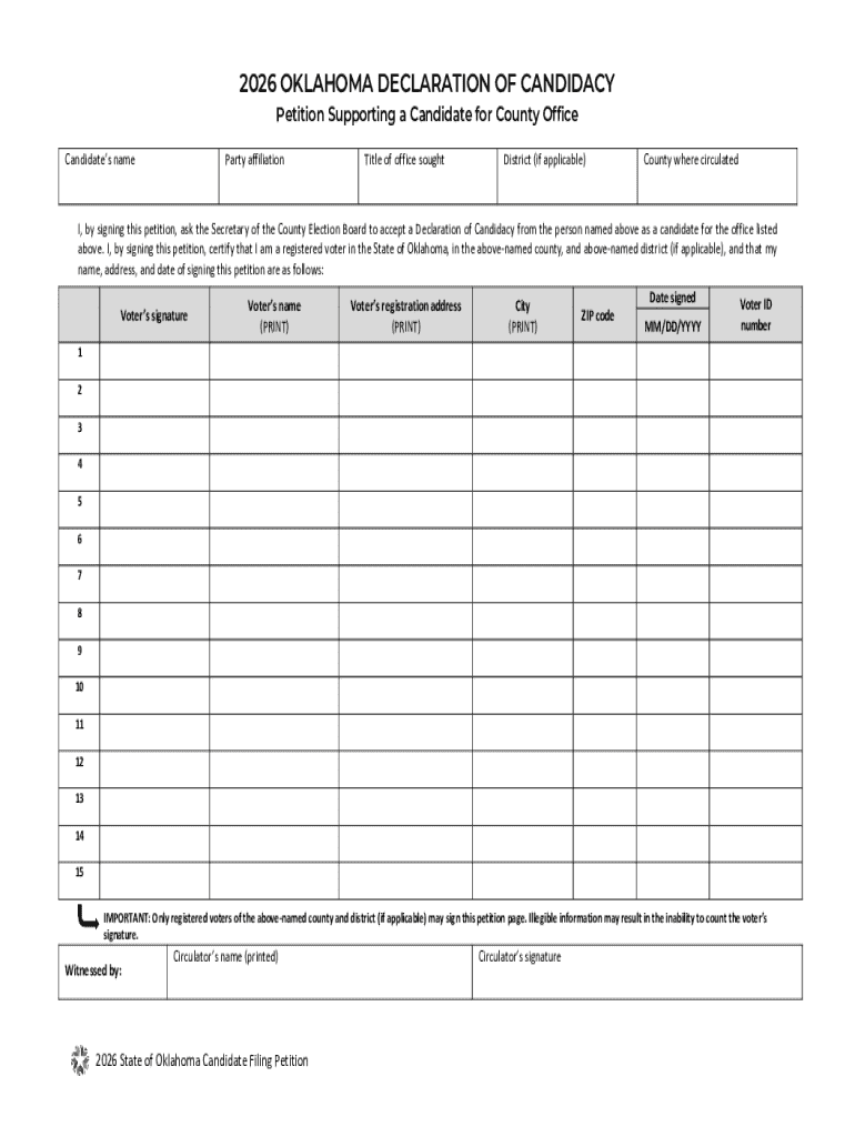 Fillable Online Petition Supporting a Candidate for County Office Fax Email Print - pdfFiller