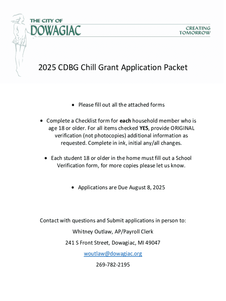 Fillable Online Cdbg Chill Grant Application Fax Email Print - pdfFiller