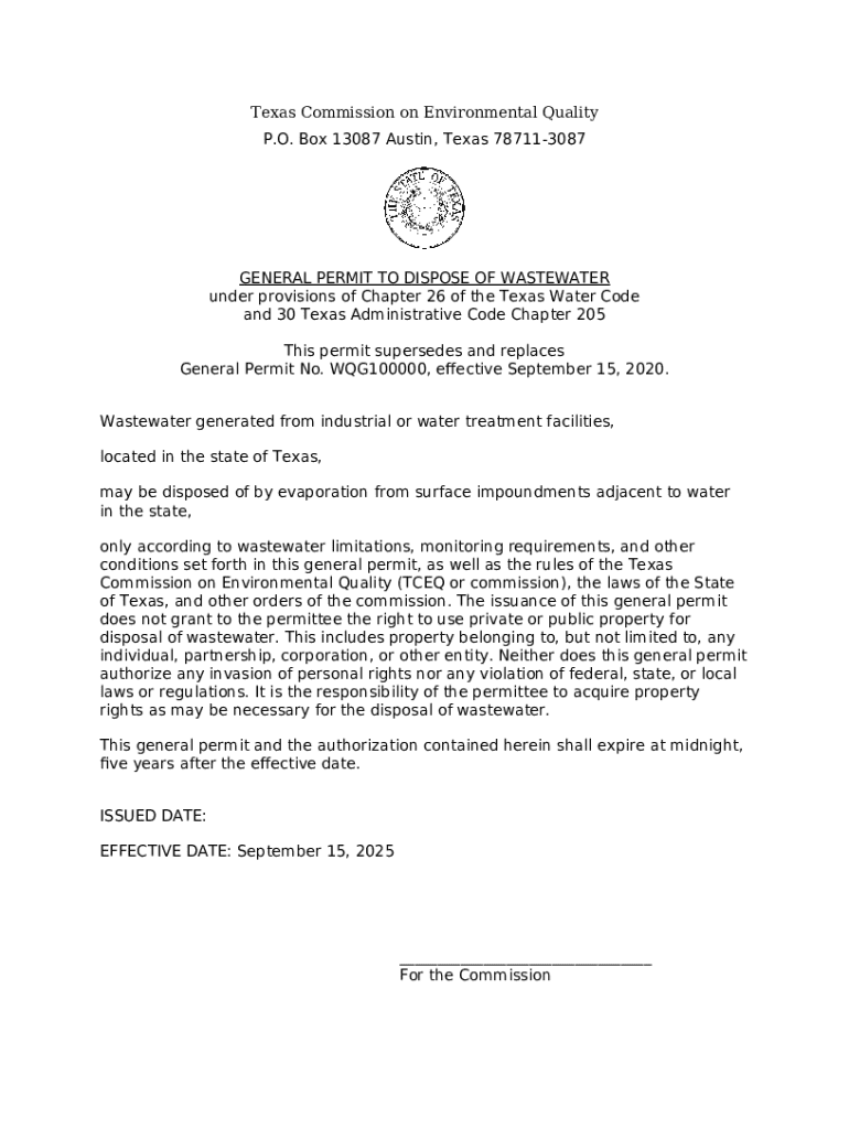 General Permit to Dispose of Wastewater Doc Template | pdfFiller