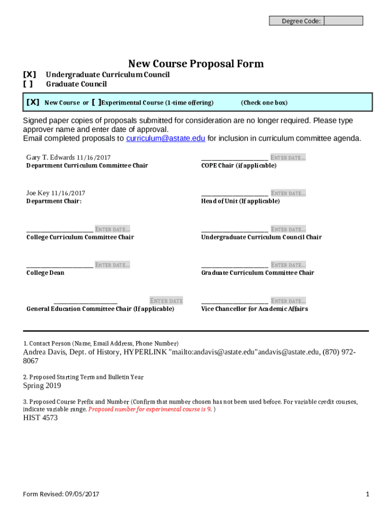 New Course Proposal Doc Template | pdfFiller