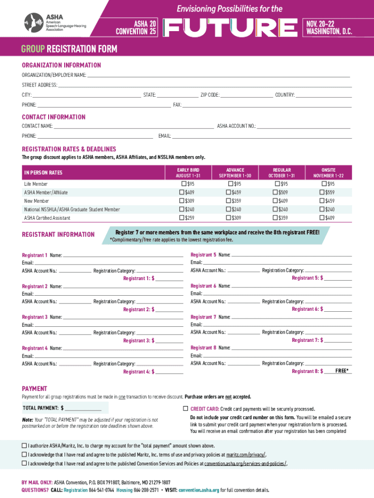 Fillable Online Group Registration Form Fax Email Print - pdfFiller