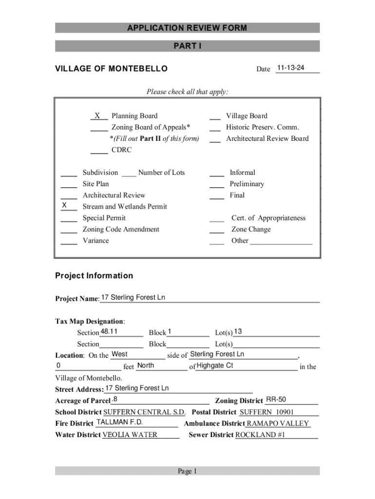 Fillable Online Application Review Form - Village of Montebello Fax Email Print - pdfFiller
