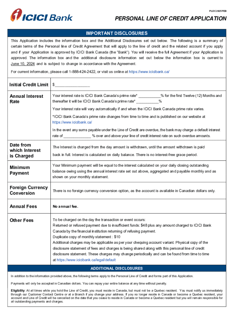 Fillable Online Personal Line of Credit Application Fax Email Print ...