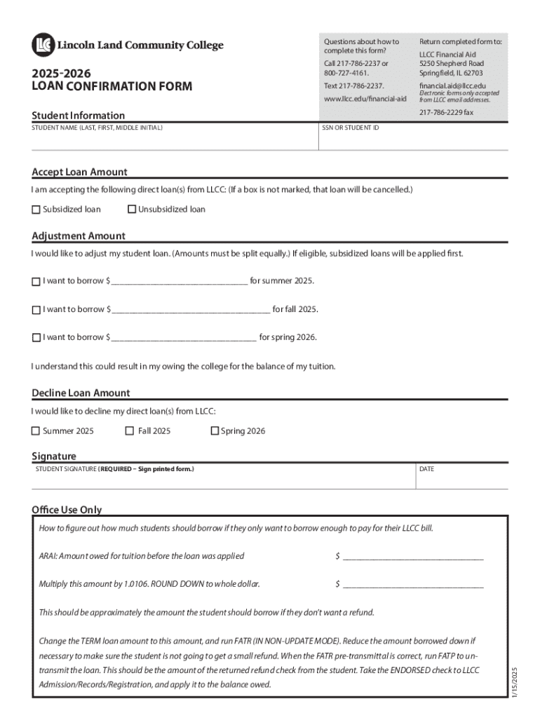 Fillable Online Loan Confirmation Form Fax Email Print - pdfFiller