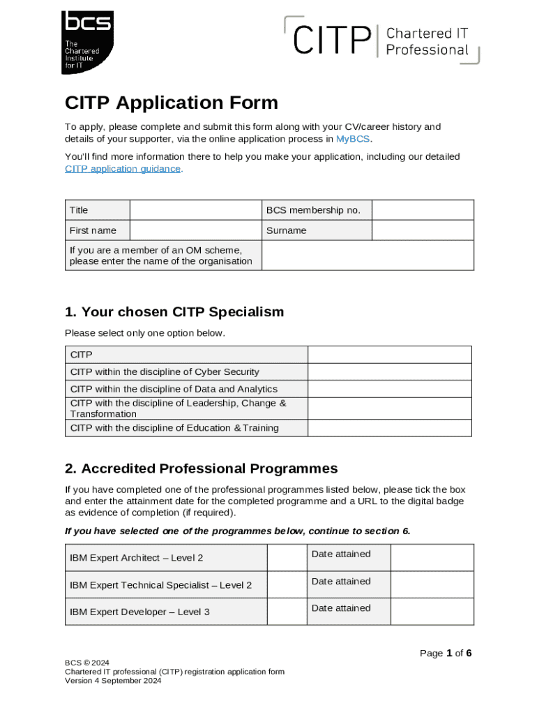 Citp Application Doc Template | pdfFiller