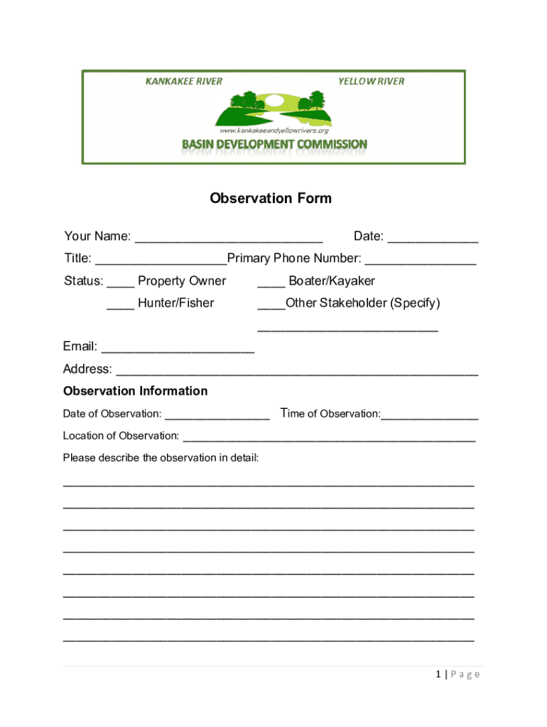 Fillable Online Observation Form Fax Email Print - pdfFiller