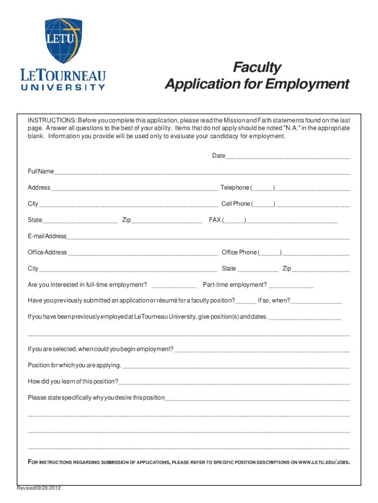 Fillable Online Application for Employment Fax Email Print - pdfFiller
