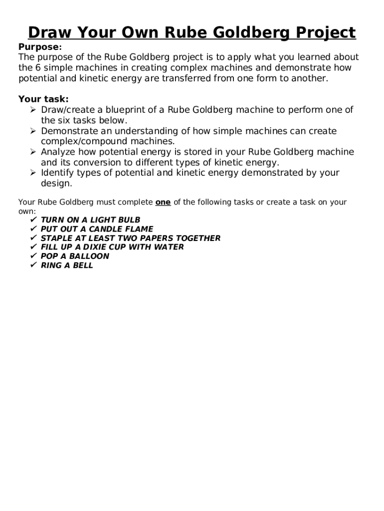 Draw Your Own Rube Goldberg Project Doc Template | pdfFiller