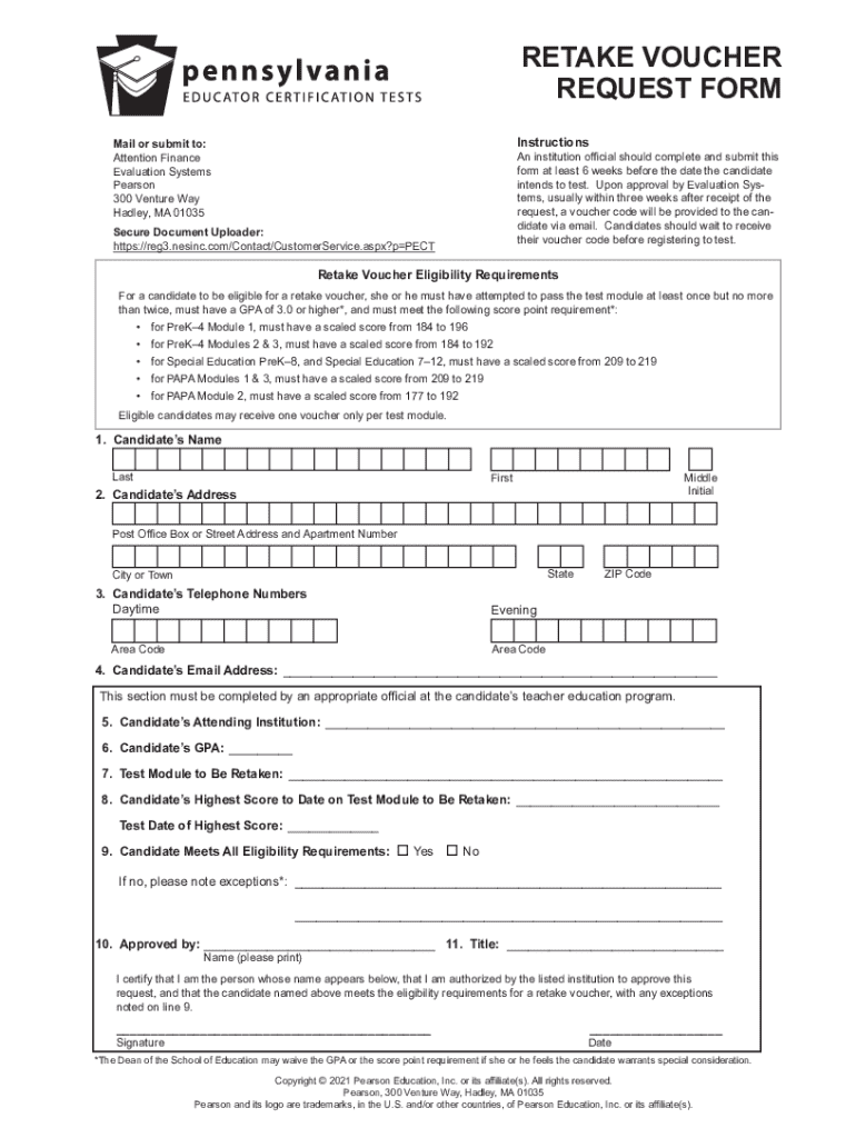 Fillable Online Retake Voucher Request Fax Email Print - pdfFiller