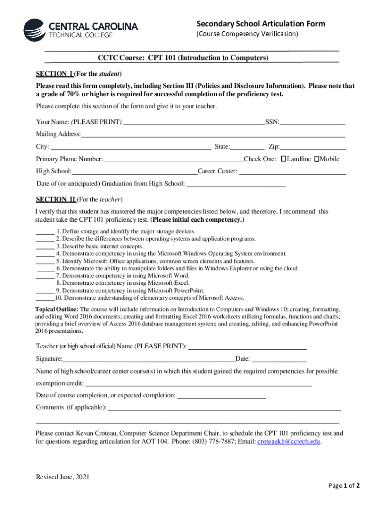 Fillable Online Course Competency Verification Fax Email Print - pdfFiller