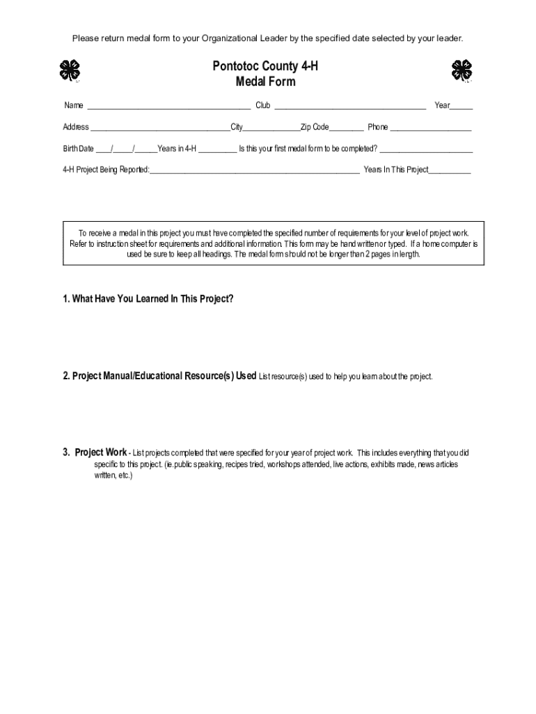 Fillable Online 4-h Enrollment 2025-26 Fax Email Print - pdfFiller