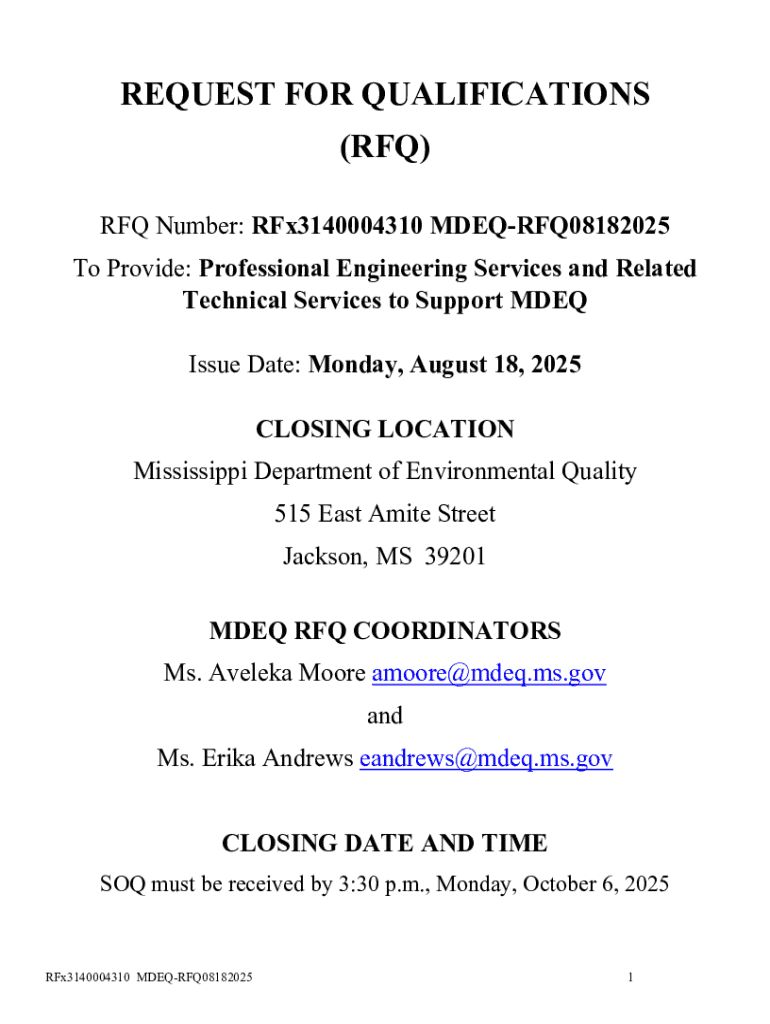 Fillable Online Rfq Number: Rfx3140004310 Mdeq-rfq08182025 Fax Email Print - pdfFiller