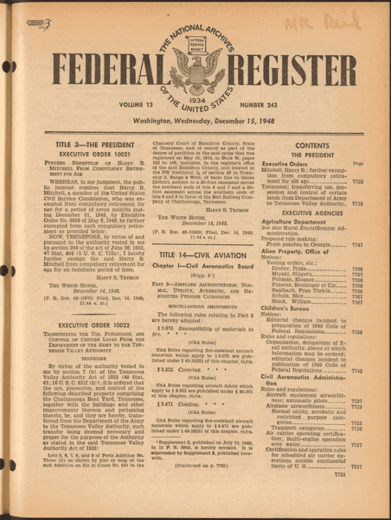 Fillable Online Federal Register Fax Email Print - pdfFiller