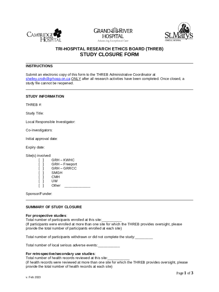 Study Closure Doc Template | pdfFiller