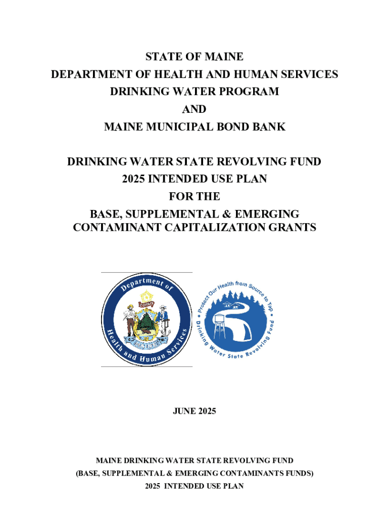 Fillable Online Maine Drinking Water State Revolving Fund 2025 Intended ...