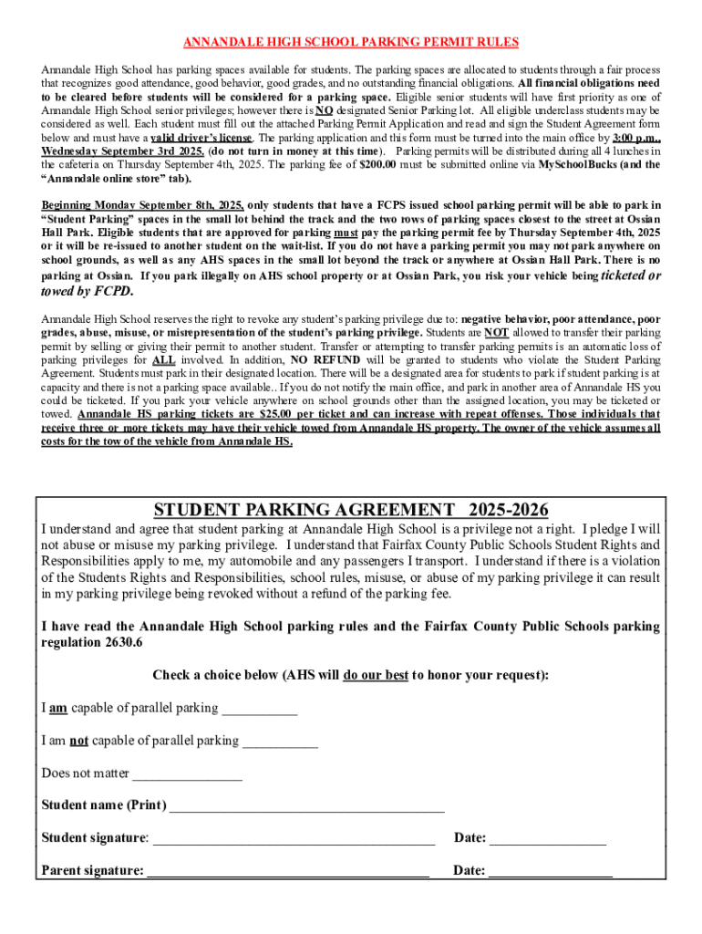 Fillable Online Parking Permit Application and Agreement Fax Email Print - pdfFiller