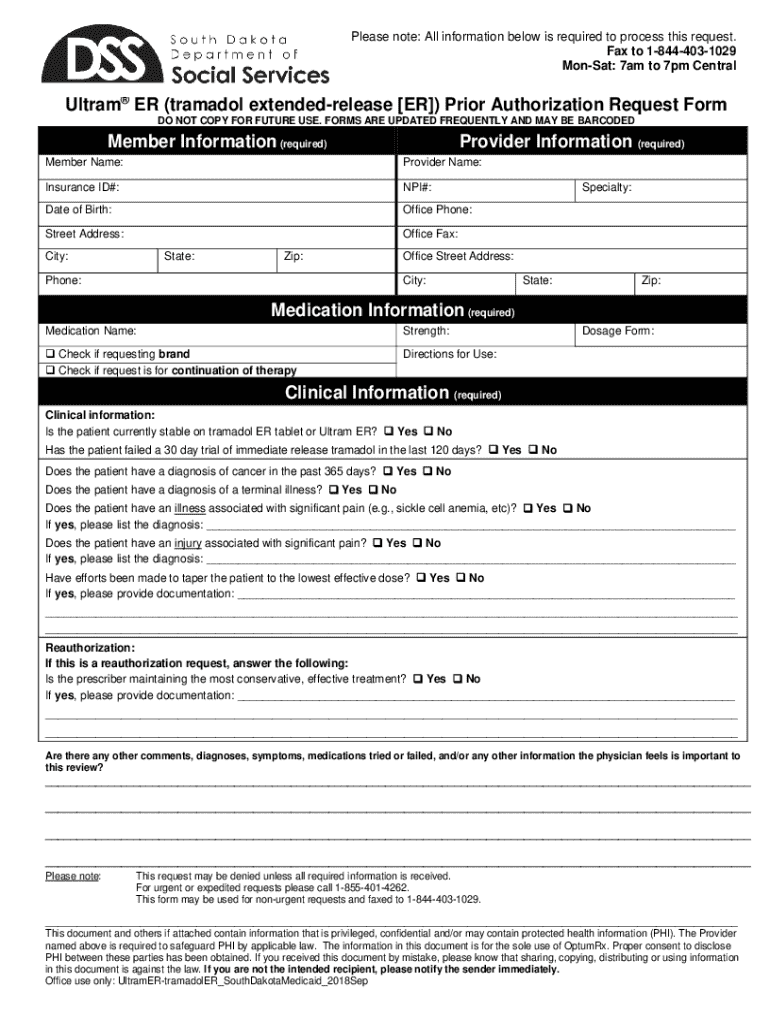Fillable Online Prior Authorization Request for Ultram® Er Fax Email Print - pdfFiller