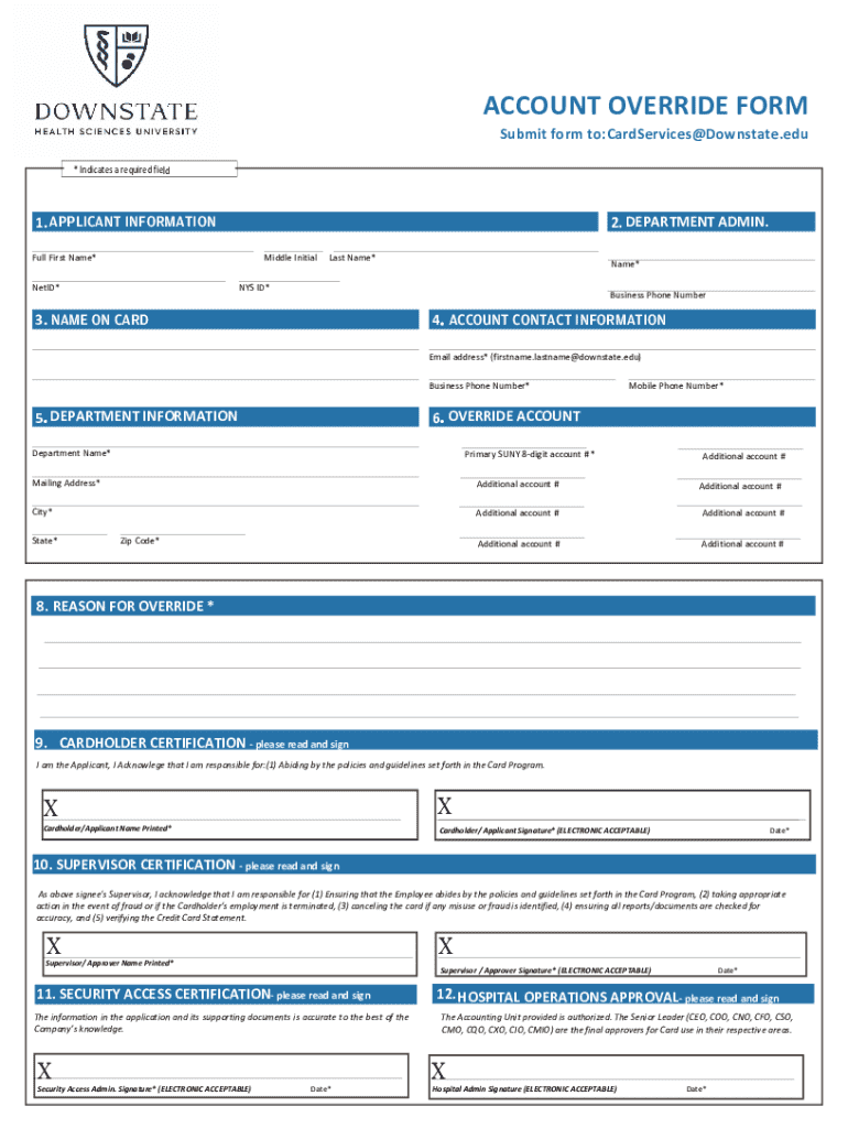 Fillable Online Account Override Form Fax Email Print - pdfFiller