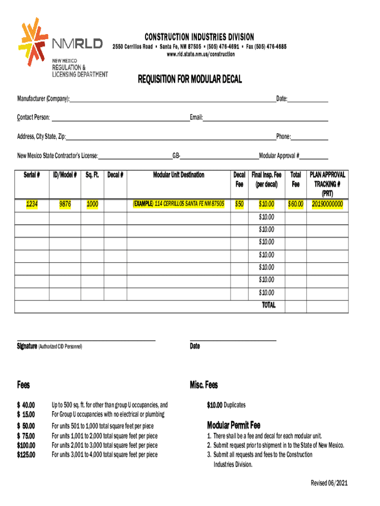 Fillable Online Modular Decal Requisition Form Fax Email Print - pdfFiller