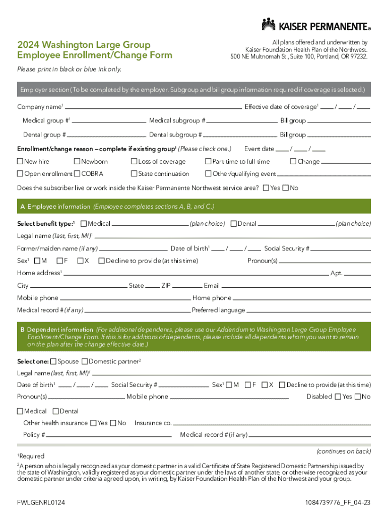 Fillable Online Employee Enrollment/change Form Fax Email Print - pdfFiller