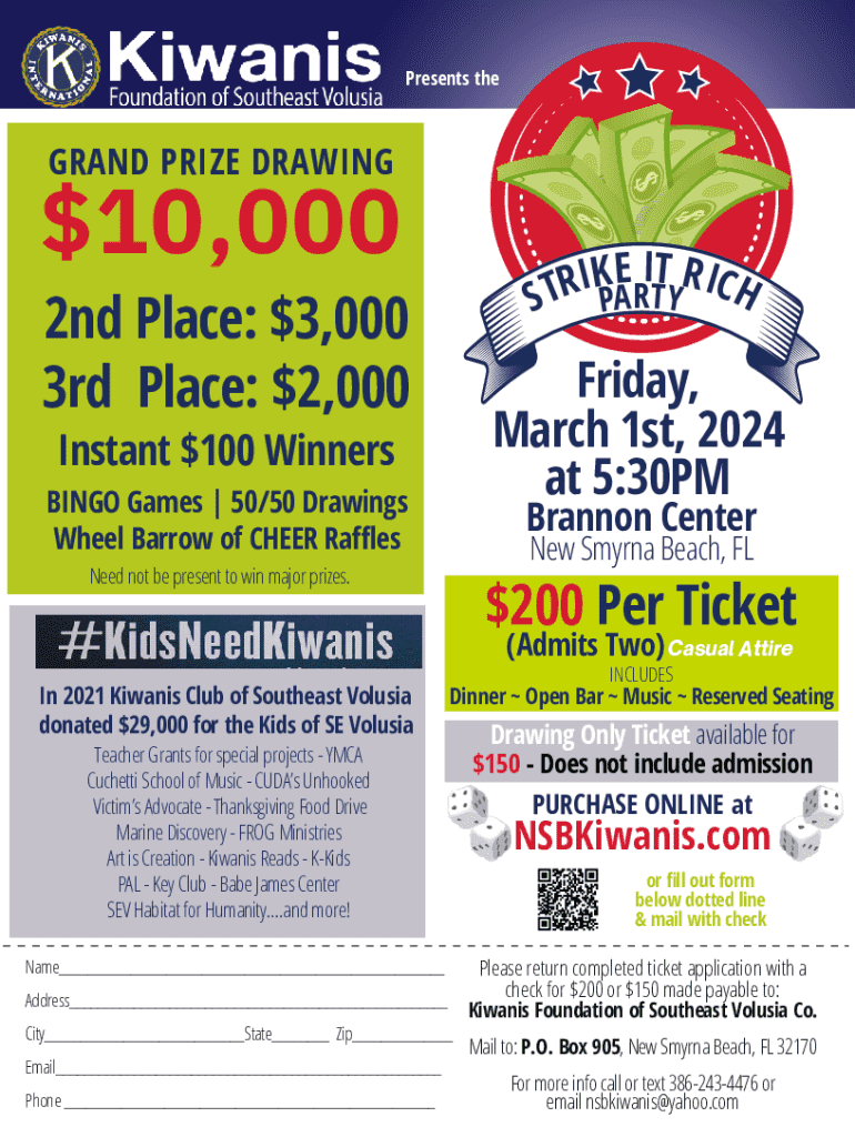 Fillable Online Grand Prize Drawing Ticket Application Fax Email Print ...