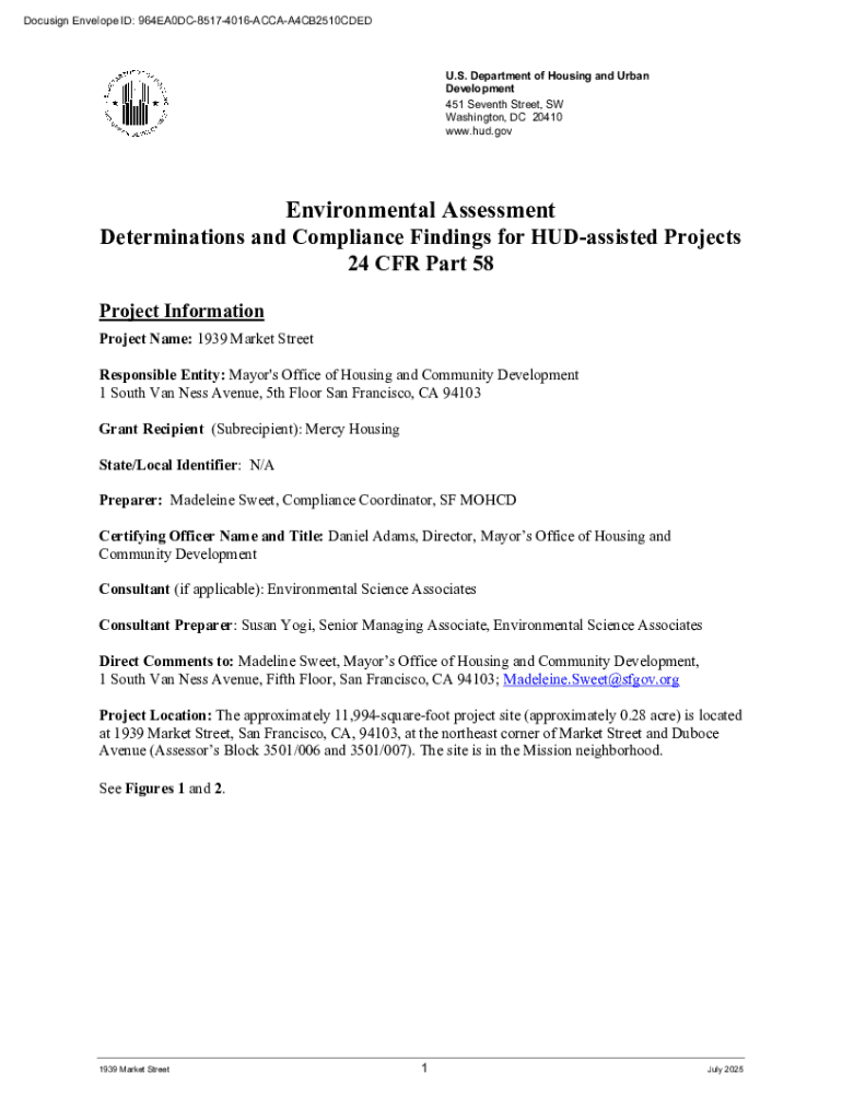 Fillable Online Environmental Assessment Determinations and Compliance Findings for Hud-assisted ...