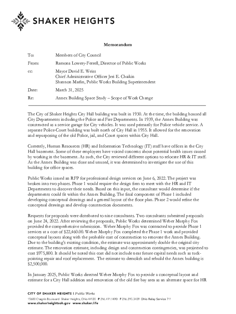 Fillable Online Memorandum to City Council Fax Email Print - pdfFiller