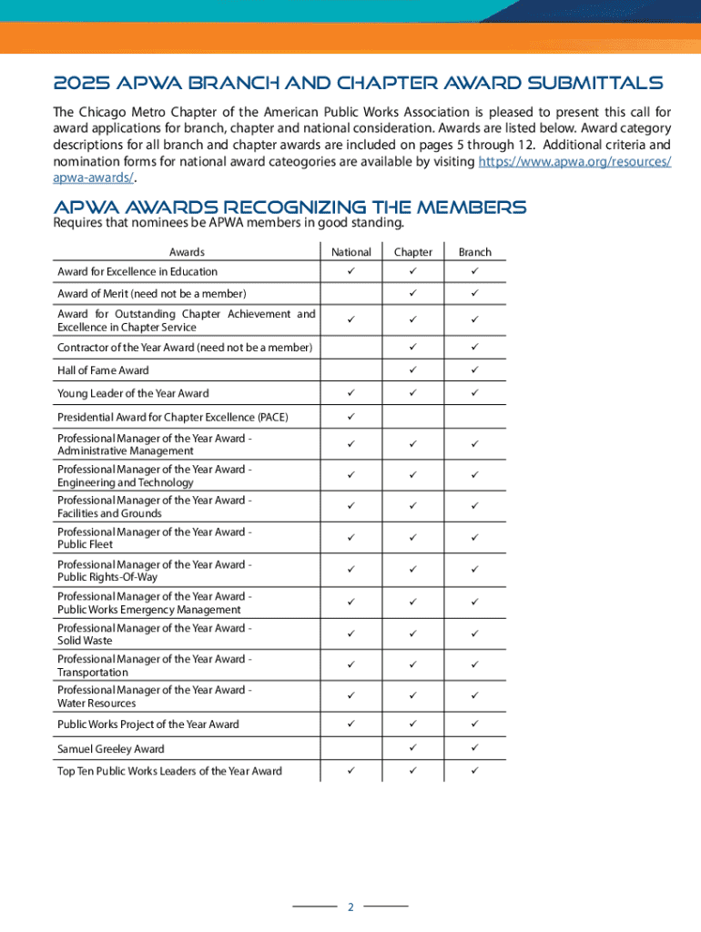 Fillable Online 2025 Apwa Awards Program Fax Email Print - pdfFiller