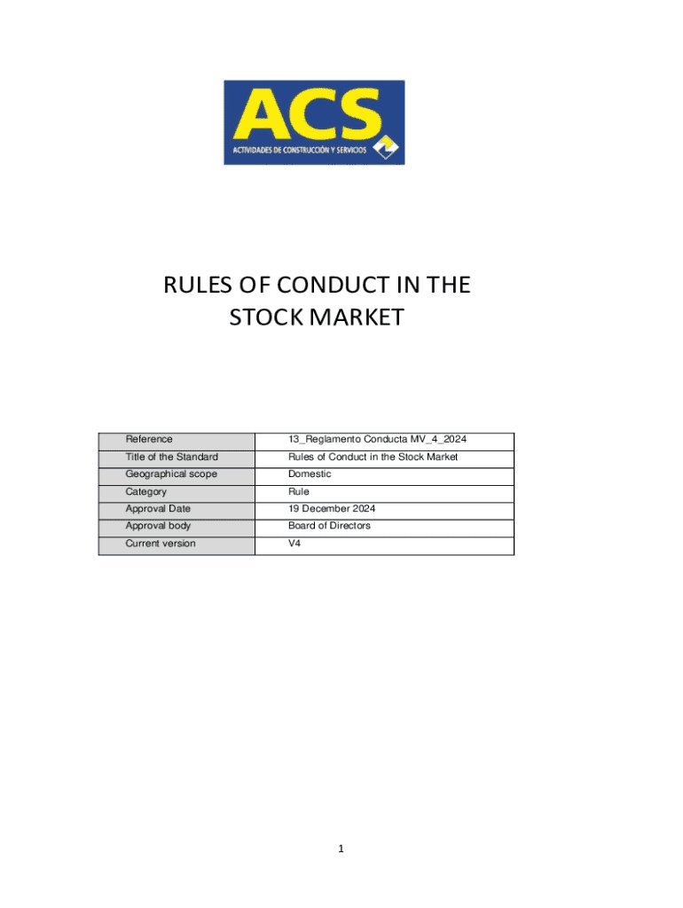 Fillable Online Rules of Conduct in the Stock Market Fax Email Print ...