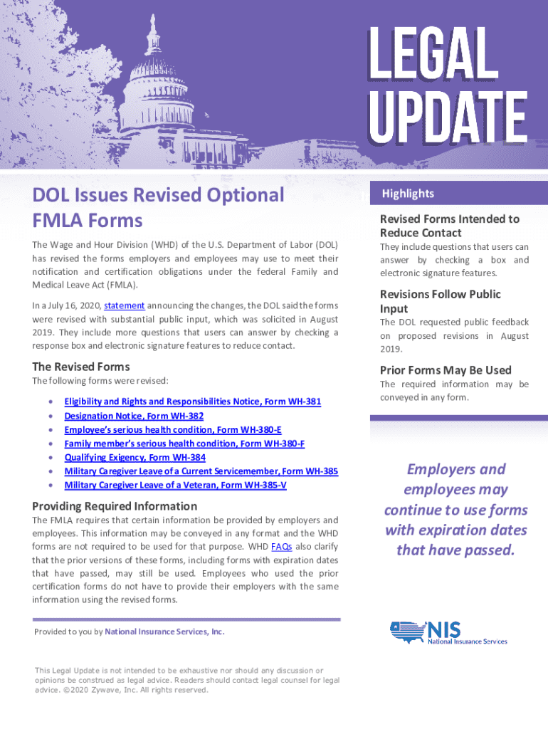 Fillable Online Dol Issues Revised Optional Fmla Forms Fax Email Print - pdfFiller